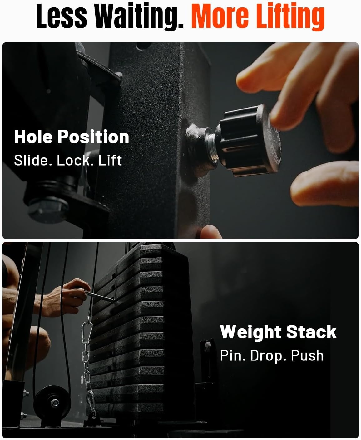Mikolo Wall Mount Cable Machine, 190lb/118lb Weight Stack Cable Station ...